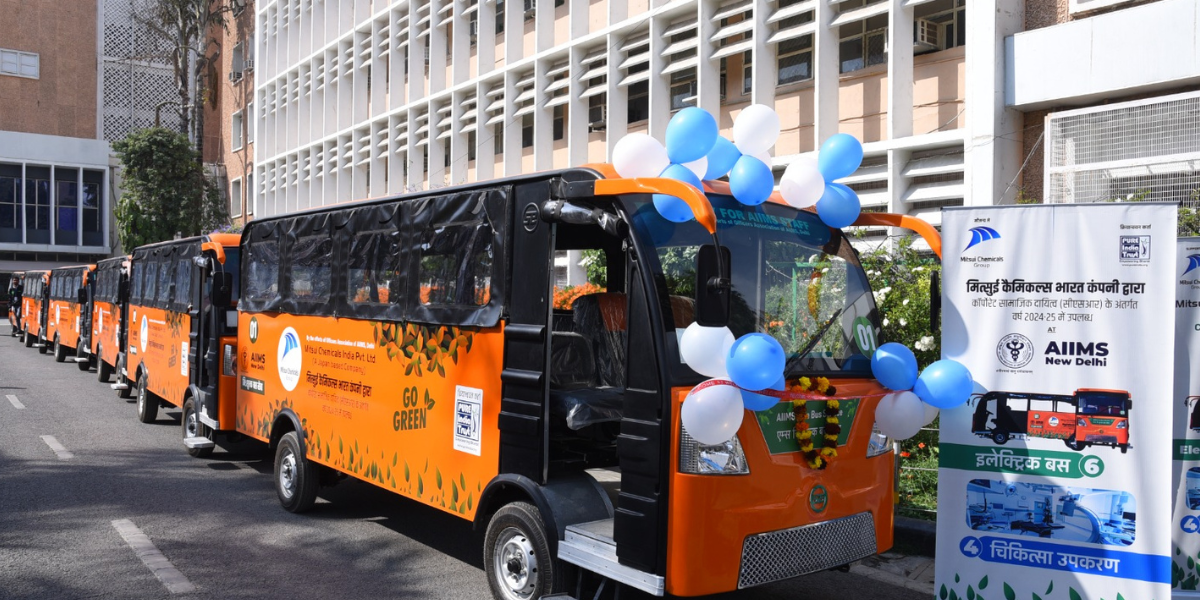 PURE India Trust & Mitsui Chemicals Donate 6 Electric Buses to AIIMS ...